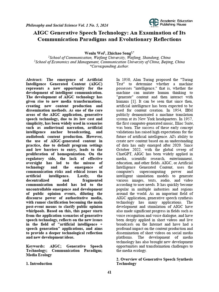 AIGC Generative Speech Tech Insights | PDF | Artificial Intelligence | Intelligence (AI) & Semantics