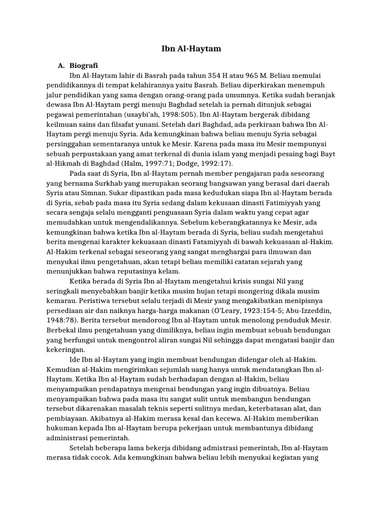 Ibn Al-Haytam: Bapak Optika Modern | PDF