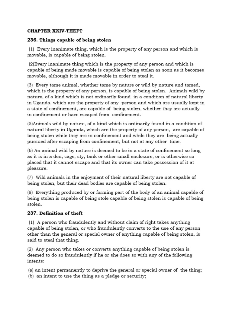 Provisions On Offence of Theft | PDF | Theft | Common Law