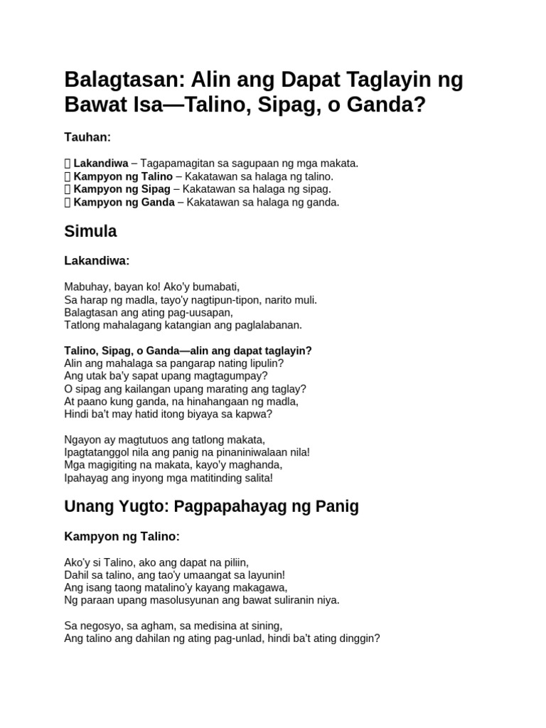 Balagtasan | PDF