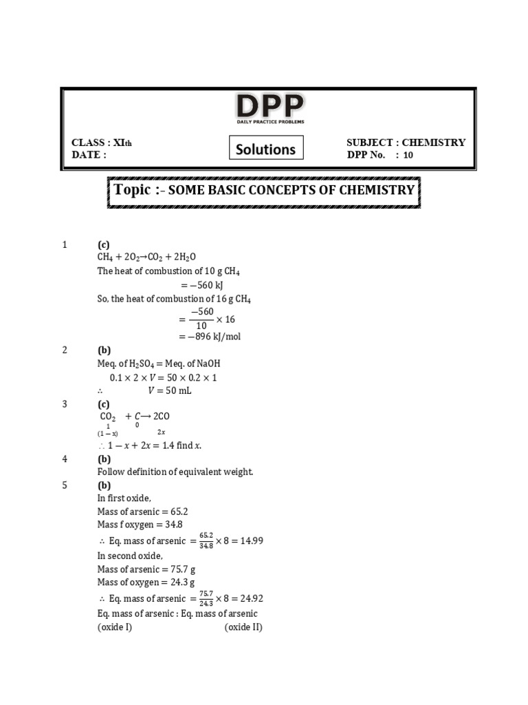 Dpp 10 Solution | PDF | Methane | Molecules
