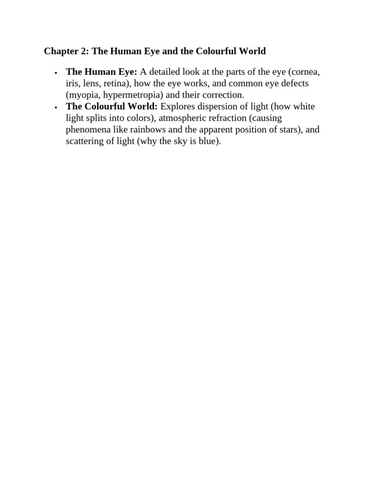 Chapter 2: The Human Eye and The Colourful World The Human Eye | PDF