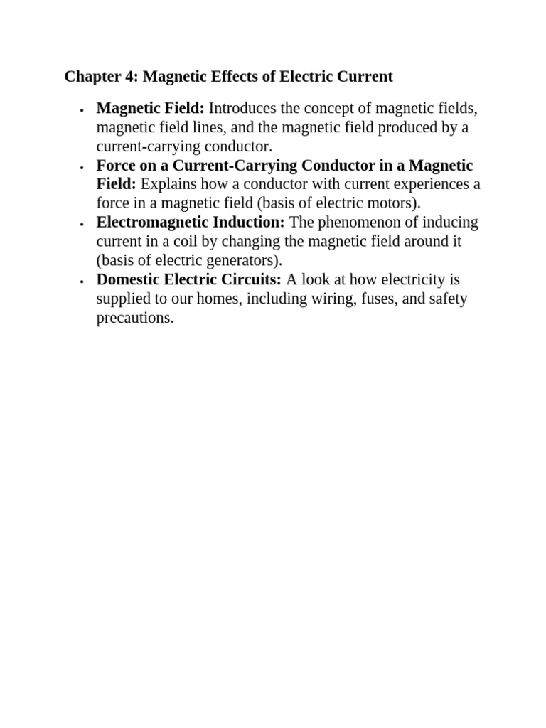 Chapter 4: Magnetic Effects of Electric Current Magnetic Field | PDF