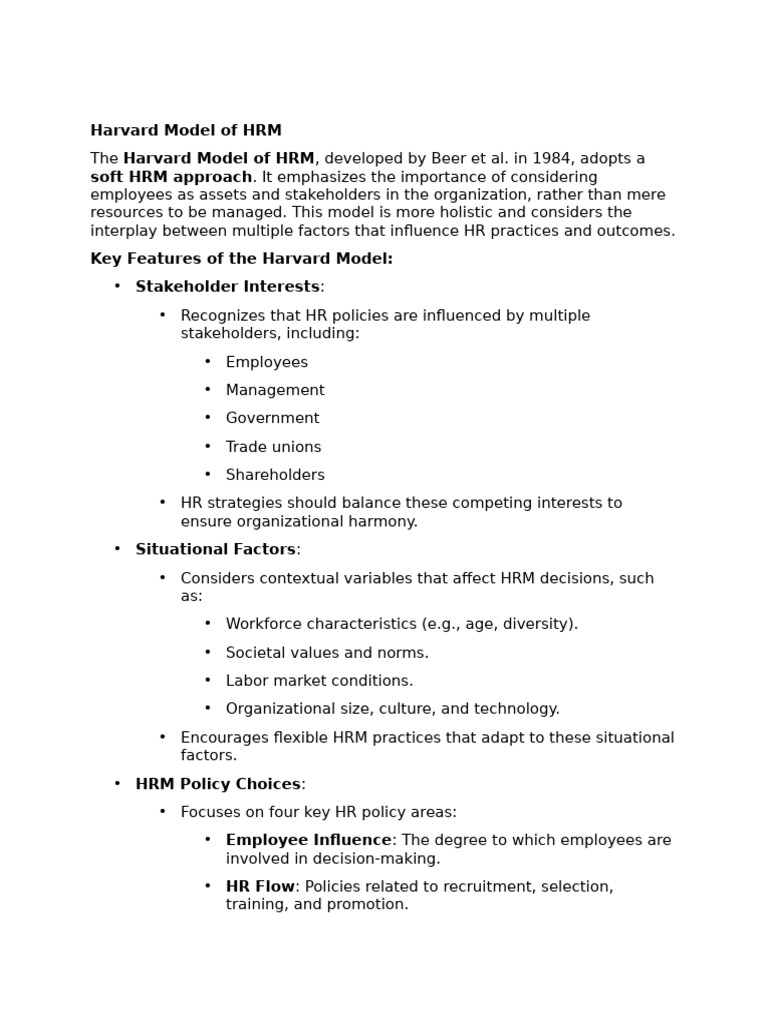 Michigan AND Harvard Model of HRM | PDF | Human Resource Management ...