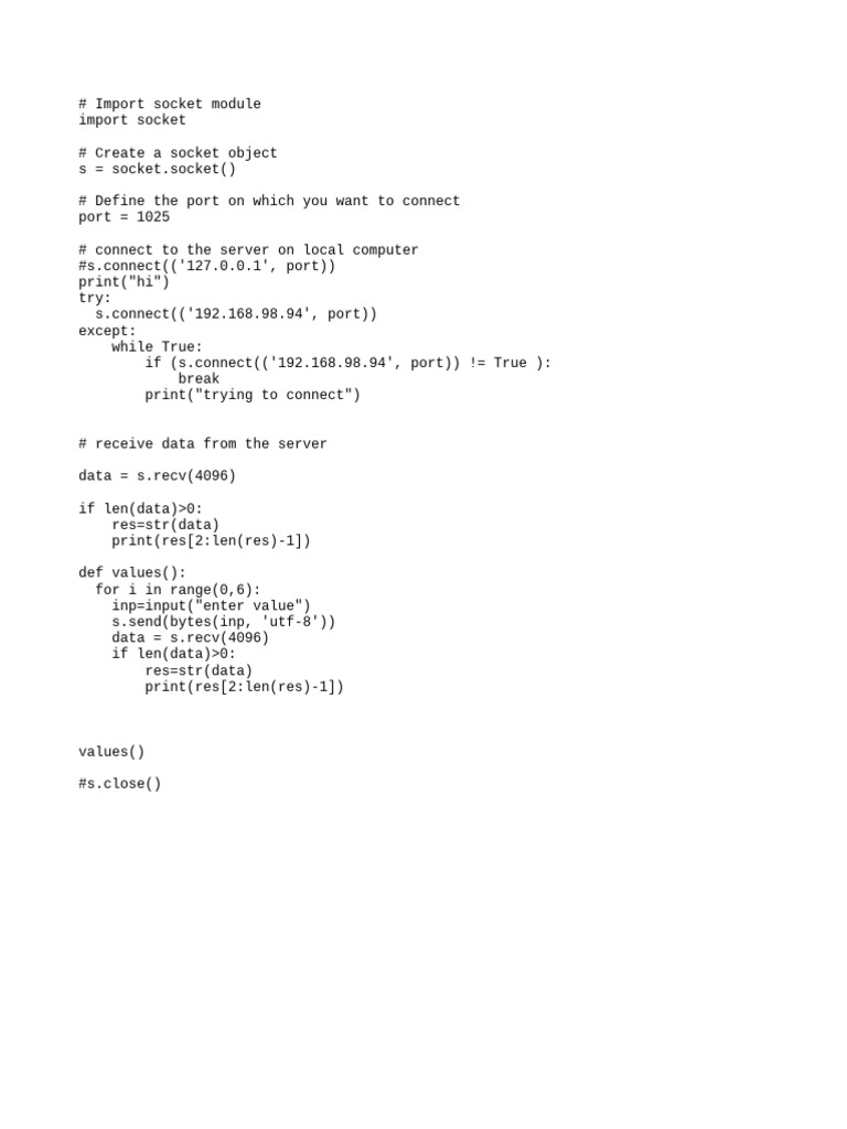 Python Socket Connection Example | PDF