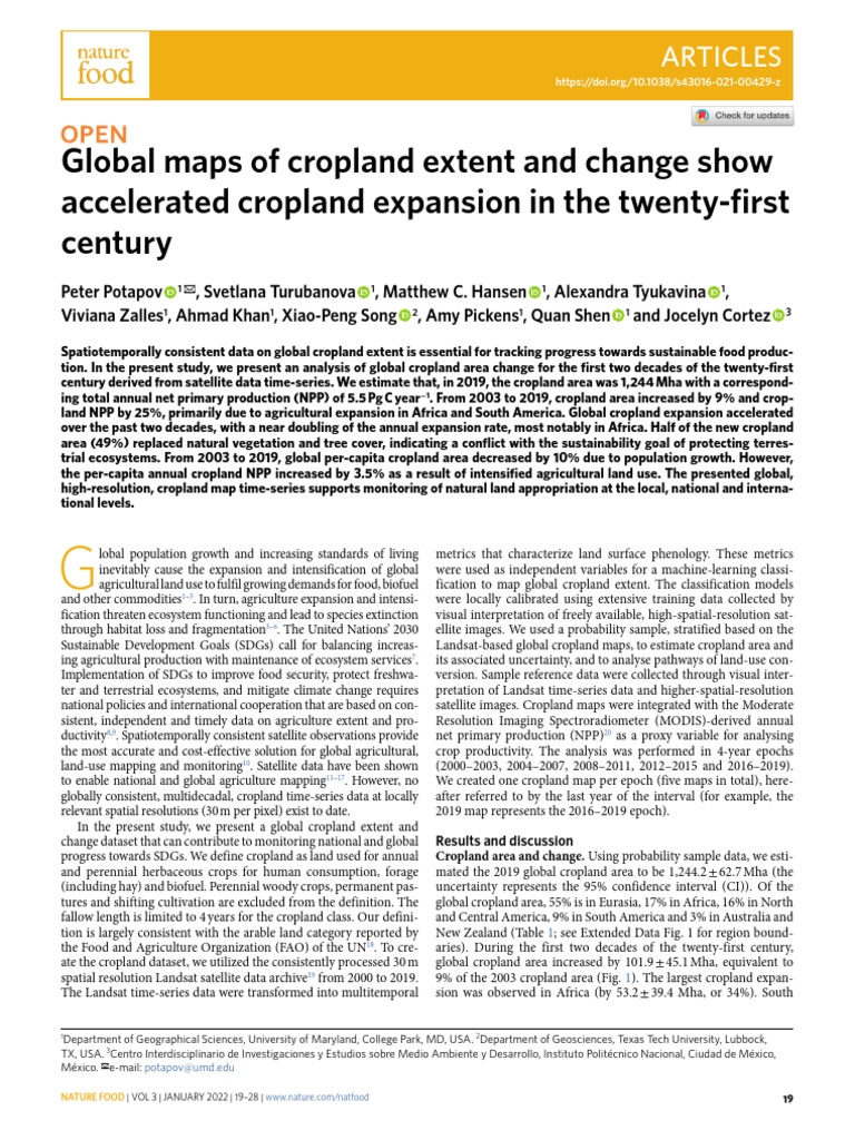 Global maps of cropland | PDF | Agricultural Land | Agriculture