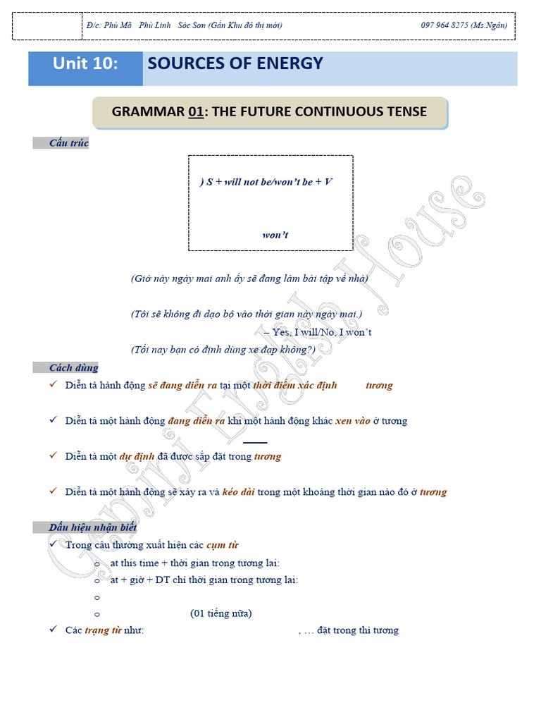 Grammar.U10 (Part 01) - The future continuous tense - KEY | PDF