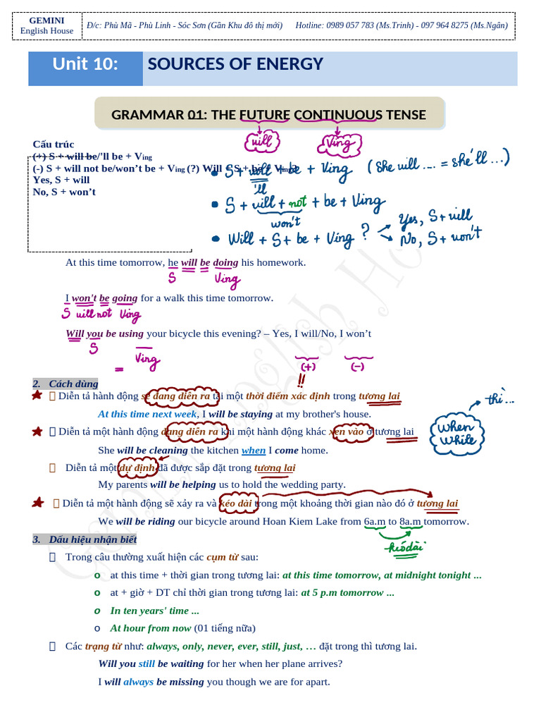 Grammar.U10 (Part 01) - The Future Continuous Tense - CH A Zoom | PDF