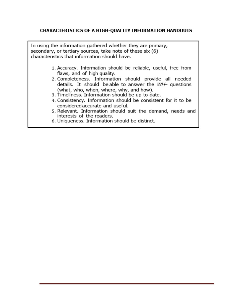 Characteristics of A High Quality Information | PDF