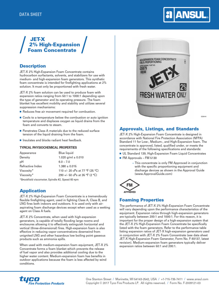 Jet-X 2% High-Expansion Foam Concentrate: Description | PDF | Liquids ...