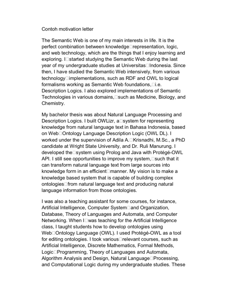 Contoh Motivation Letter | PDF