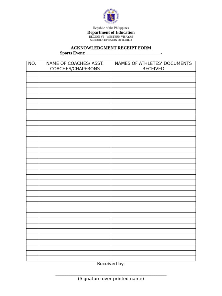 Acknowledgment Receipt Form | PDF
