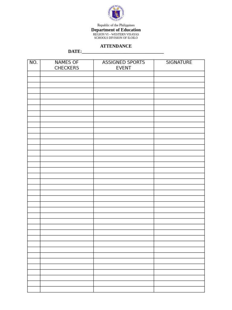 Iloilo Sports Event Attendance Form | PDF