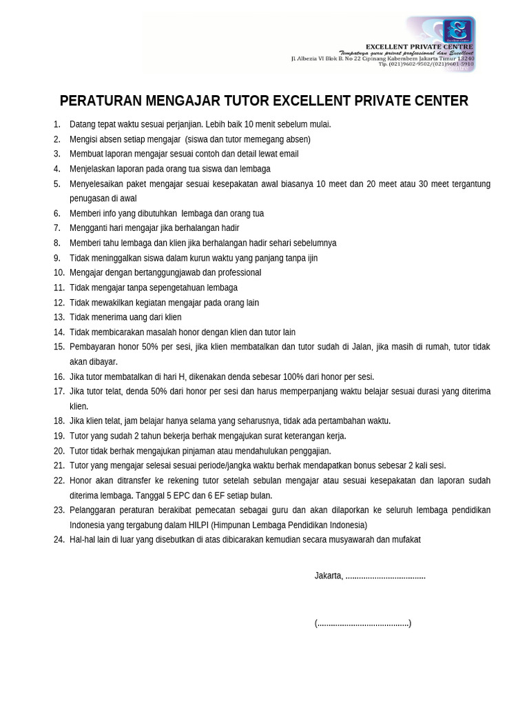 SOP TUTOR EPC - in Bahasa | PDF