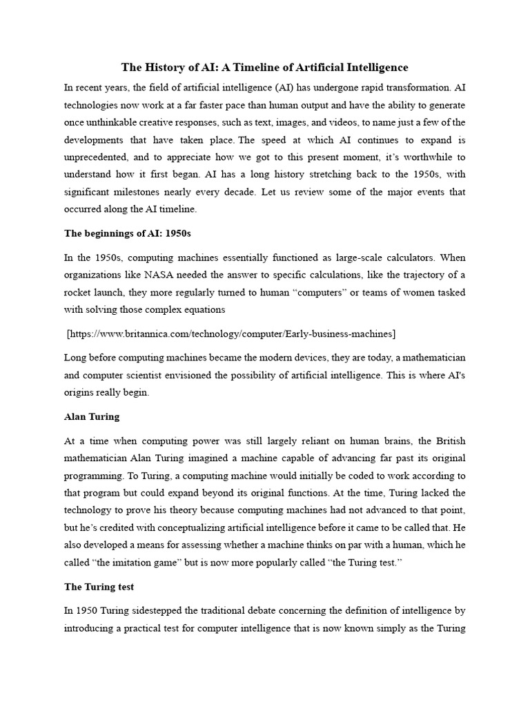 The Evolution of AI: Key Milestones | PDF | Artificial Intelligence ...