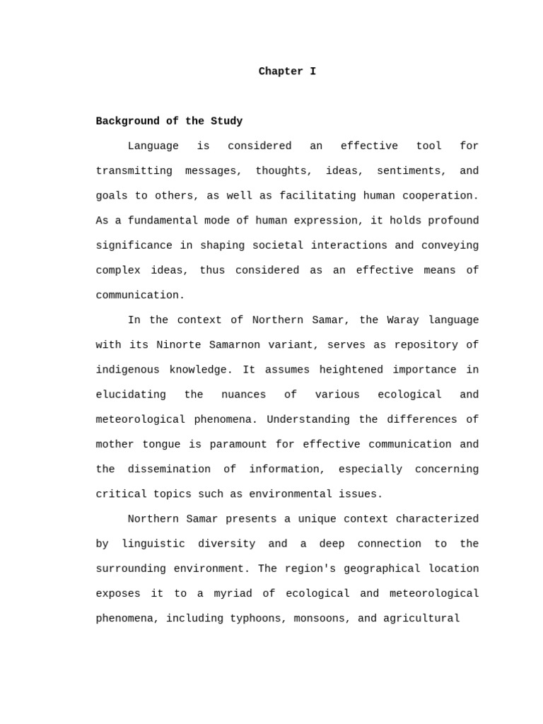 Ninorte Samarnon Language and Ecology | PDF | Linguistics | Communication