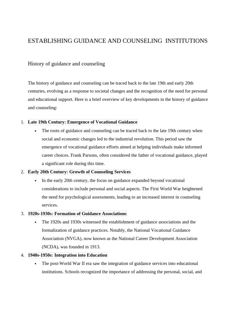 Update Establishing Guidance and Counseling in Institutions | PDF ...