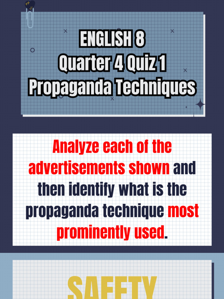 ENGLISH 8 Quarter 4 Quiz 1 Propaganda Techniques | PDF