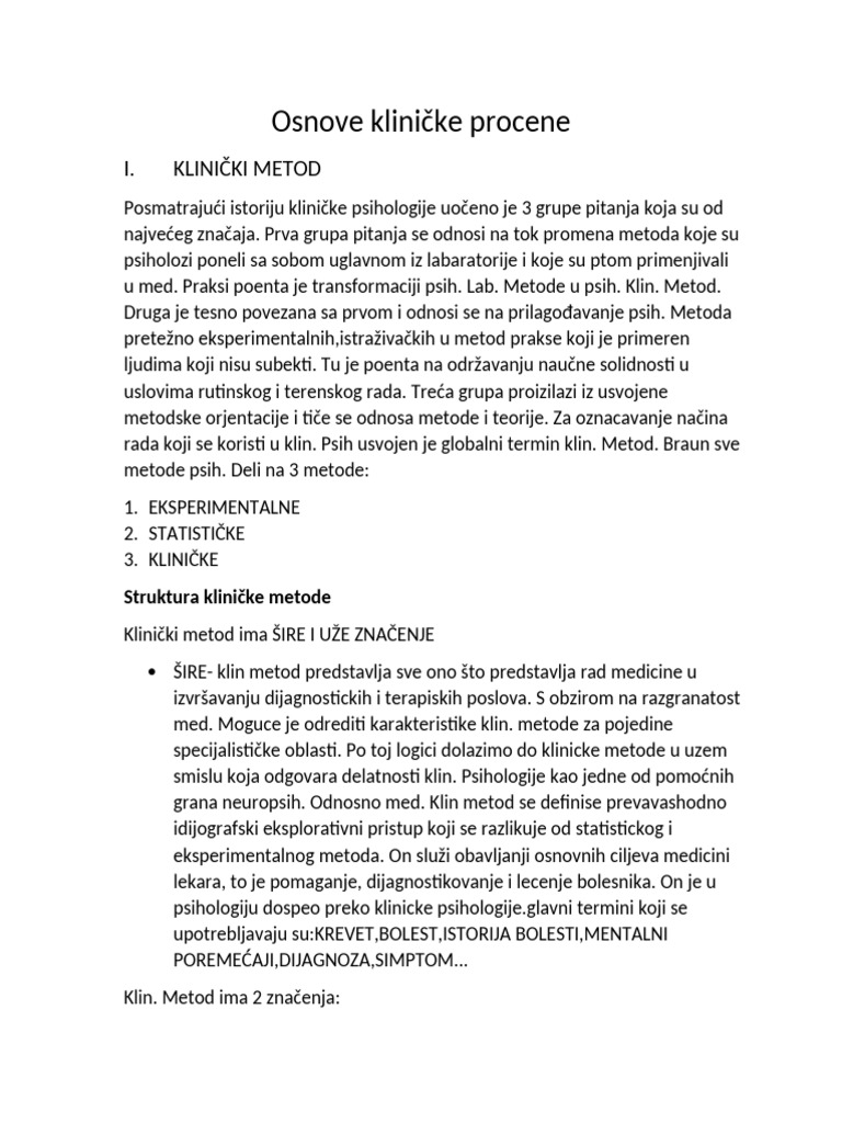 Osnove kliničke procene | PDF