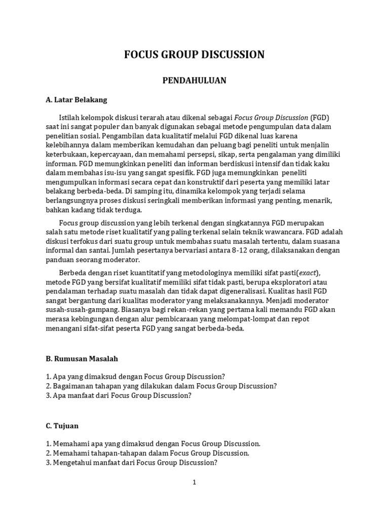 Panduan Lengkap Focus Group Discussion | PDF