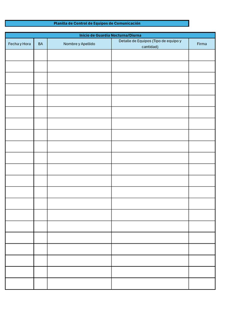 Planilla de Control | PDF