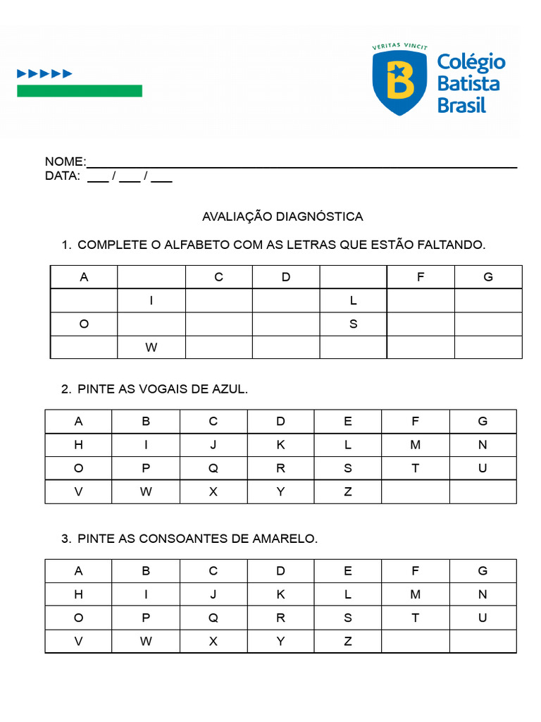 Template - Prova Diagnóstica de L.P | PDF