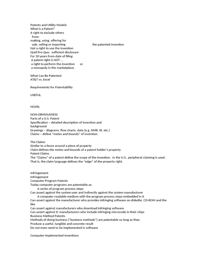 Patents and Utility Models | PDF | Patent | Invention