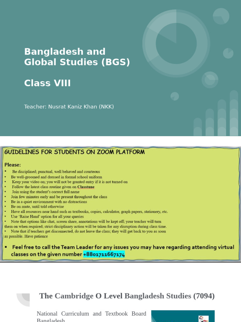 Class 8 Bangladesh Global Studies Syllabus | PDF