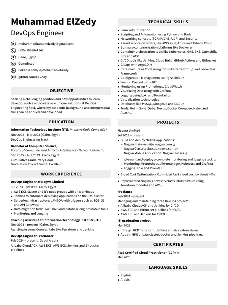 Muhammad Elzedy DevOps CV | PDF | Amazon Web Services | Cloud Computing