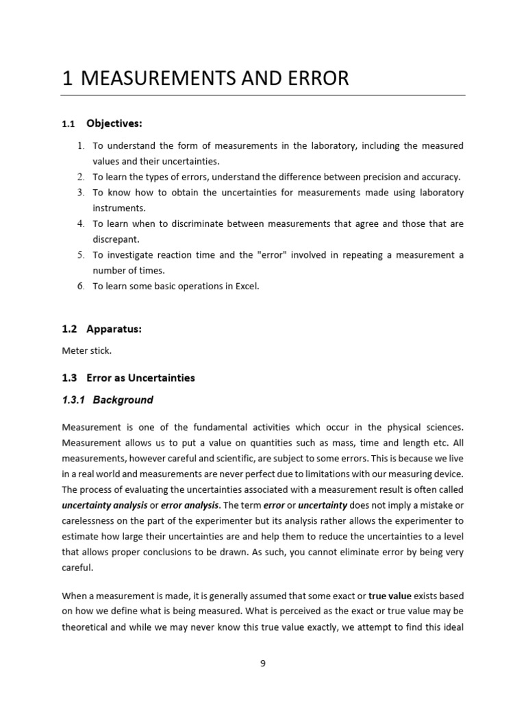 Chapter 1-Measurements and Error | PDF | Observational Error | Measurement