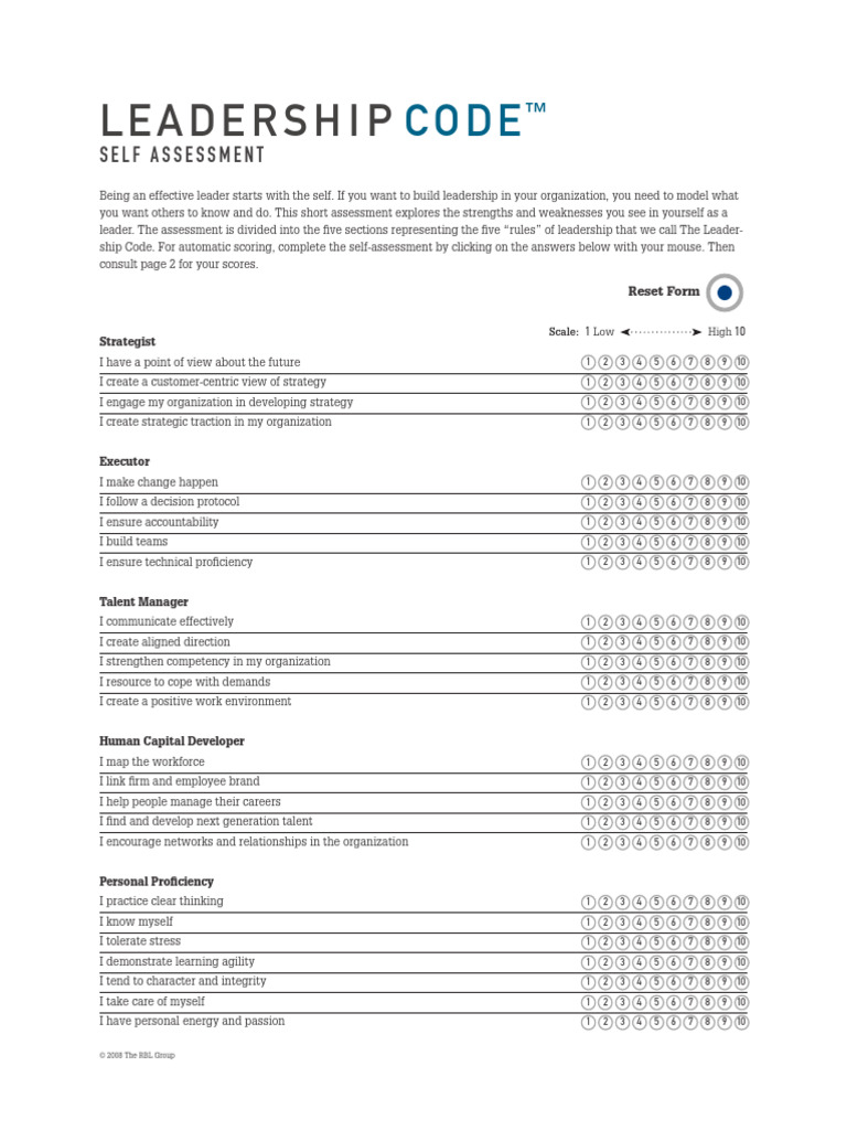 Leadership Code by Dave Ulrich - Self Assessment | PDF | Business ...