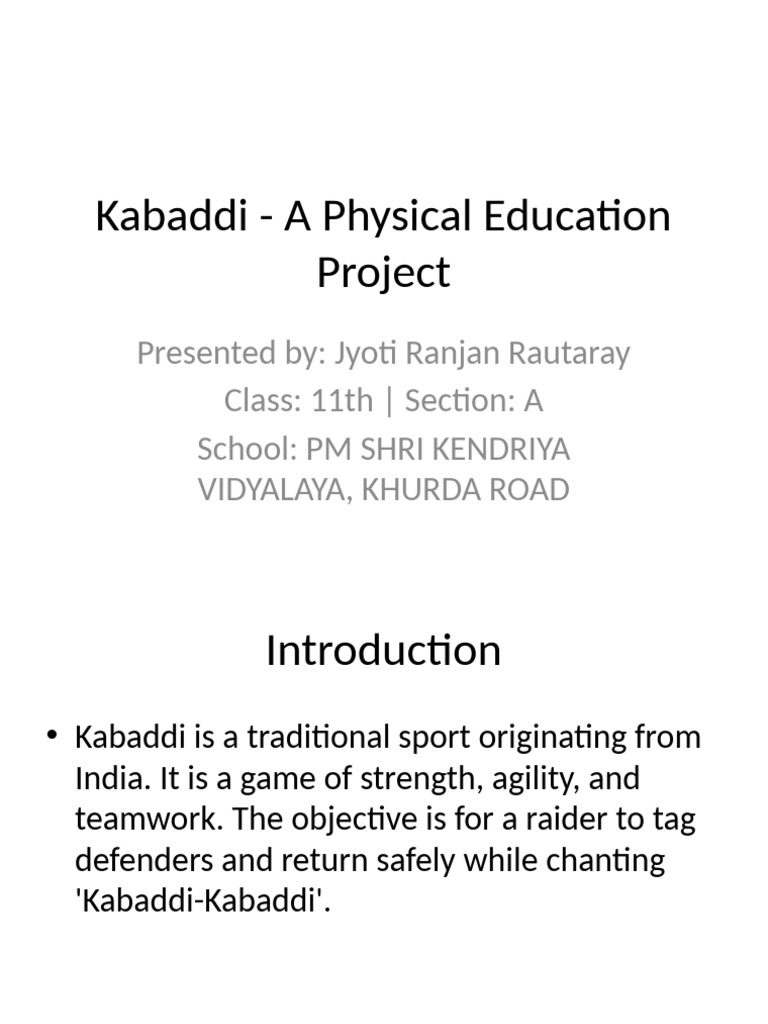 Kabaddi Project Presentation Updated | PDF