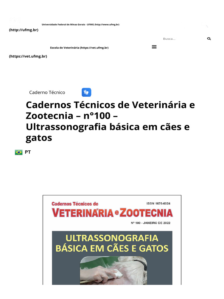 Cadernos Técnicos de Veterinária e Zootecnia - N°100 - Ultrassonografia Básica e | PDF ...