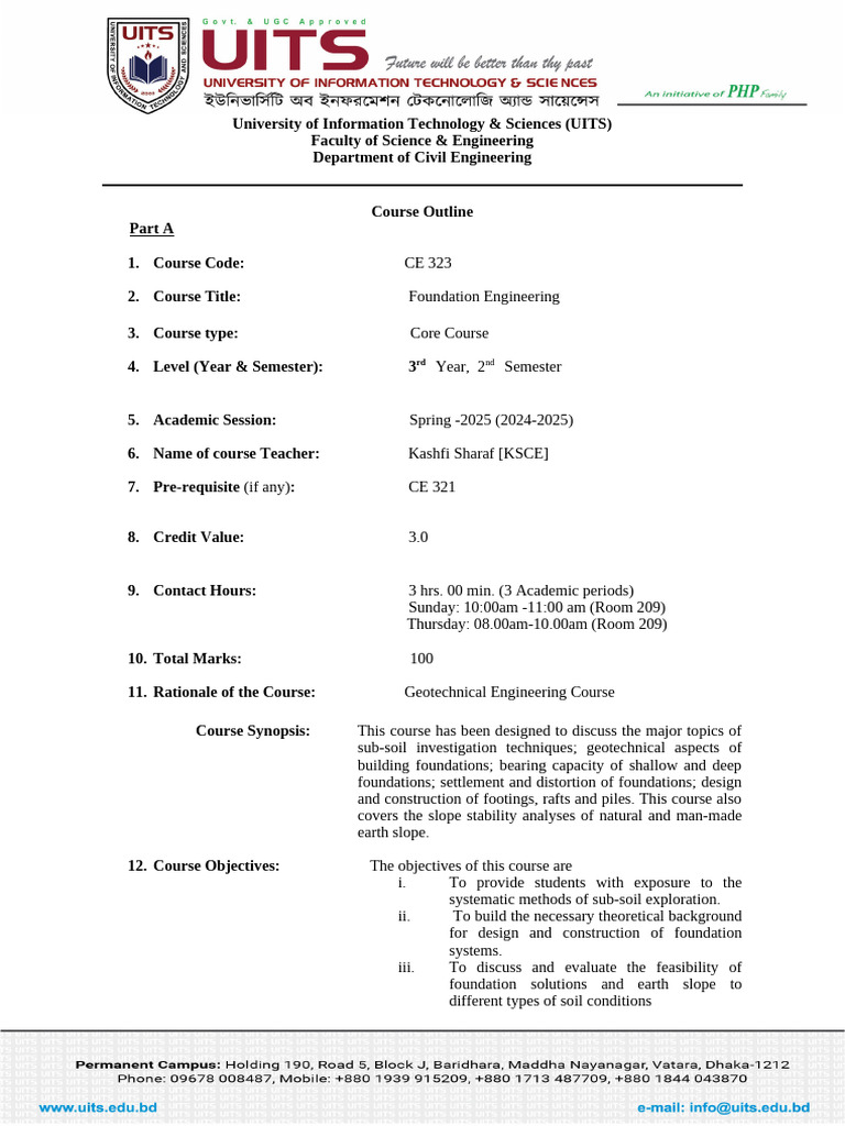 CE 323: Foundation Engineering Course | PDF | Engineering | Foundation ...