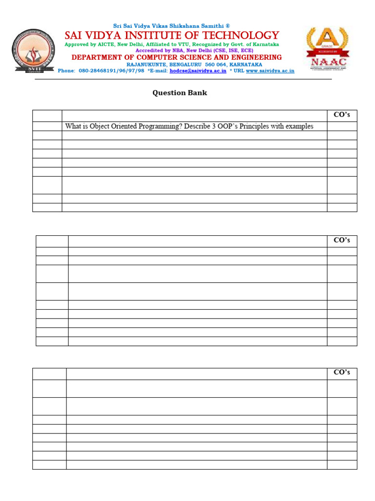 Question Bank | PDF | Computer Engineering | Object (Computer Science)