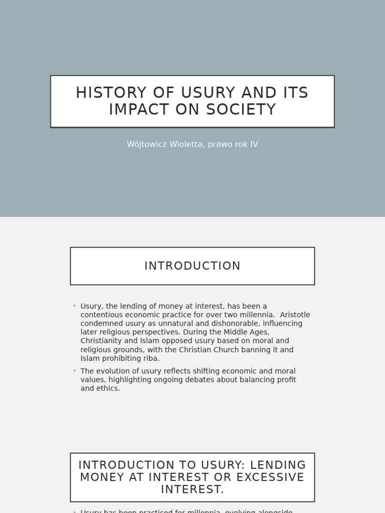 History of Usury Presentation | PDF | Usury | Interest