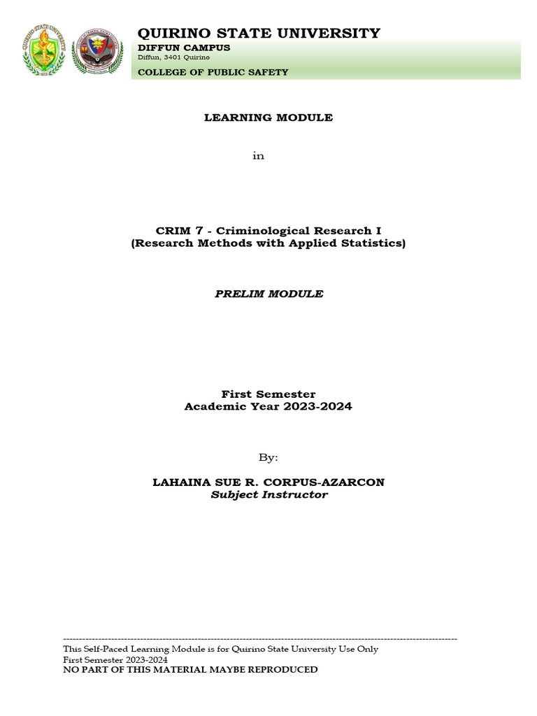 Crim Research Module 2024 2025 | PDF | Knowledge | Theory