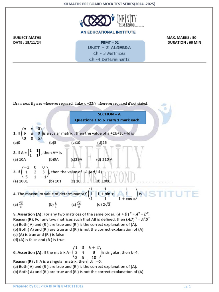 algebra[1] | PDF | Matrix (Mathematics) | Functional Analysis