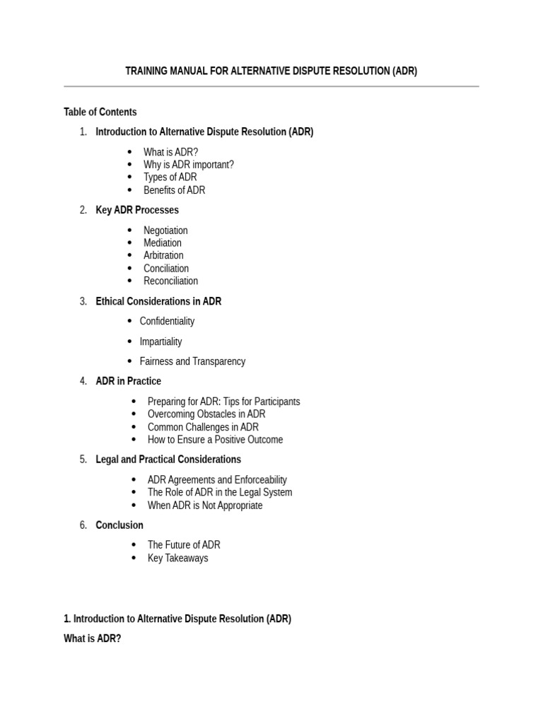 Provisional ADR Training Manual | PDF | Alternative Dispute Resolution | Mediation