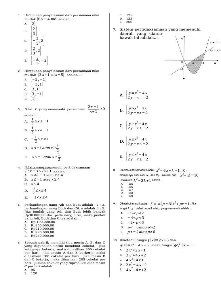 Matematika Umum - ASAJ 2024 - K13 - Soal - Dwi Atmanto | PDF