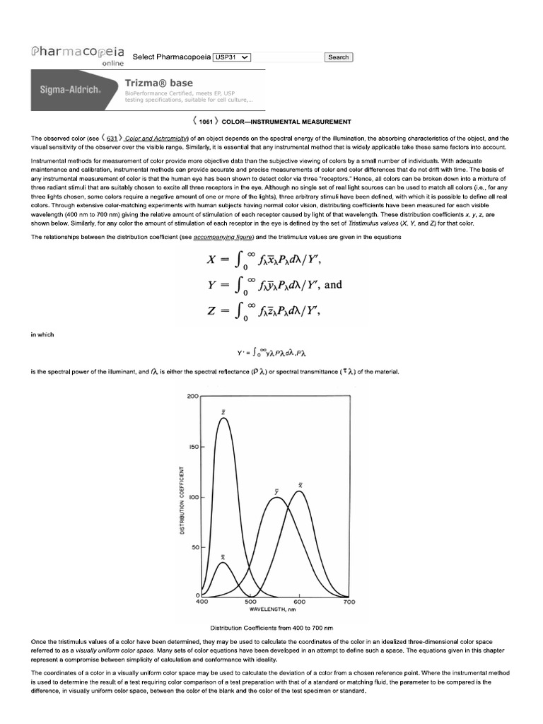 Detecting Color Usp-31-1061 | PDF
