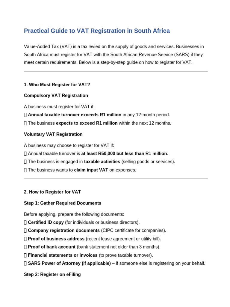 VAT Registration Guide for South Africa | PDF | Value Added Tax | Invoice