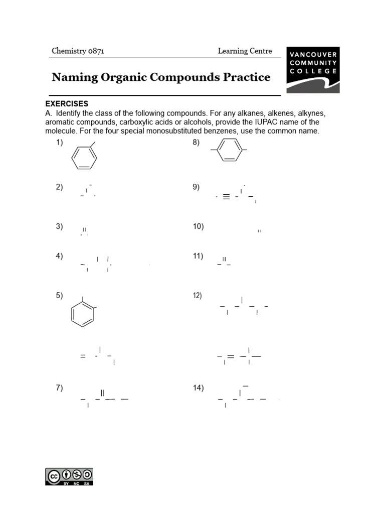 Organic Compounds Naming Practice | PDF | Methyl Group | Hydrogen Compounds