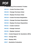 SAP Invoice Processing Tcodes Guide | PDF | Finance & Money Management