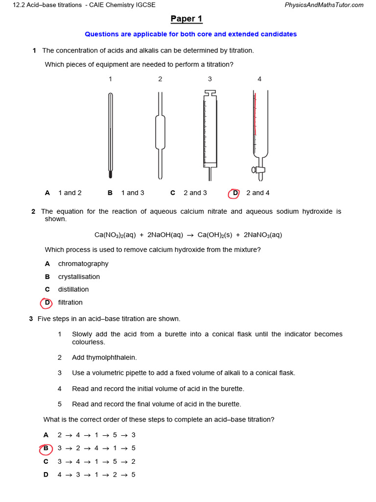 Acid-Base Titration Equipment & Steps | PDF