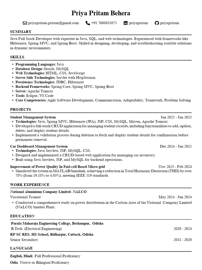 Priya Pritam Behera Java | PDF | Spring Framework | Java (Programming ...