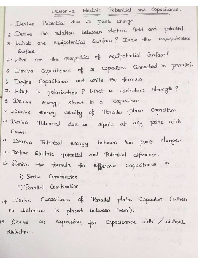 Chapter 2 Electric Potential and Capacitance | PDF