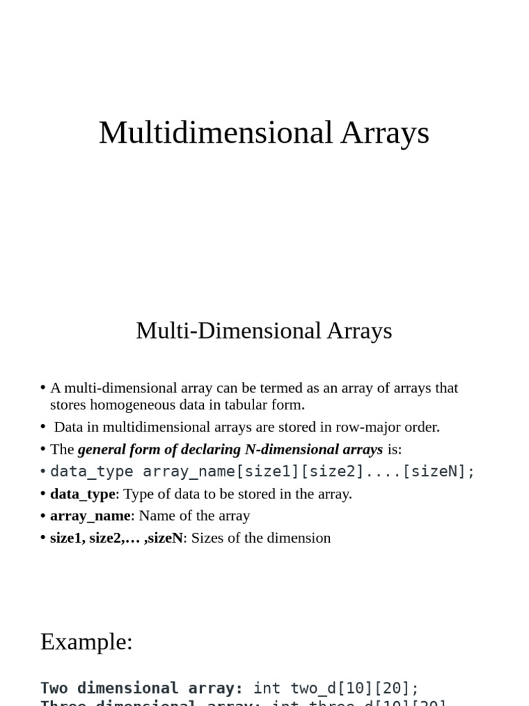 Multidimensional Arrays | PDF | Algorithms And Data Structures ...