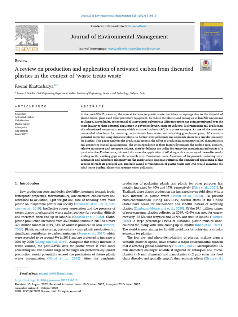 A Review On Production and Application of Activated Carbon From ...