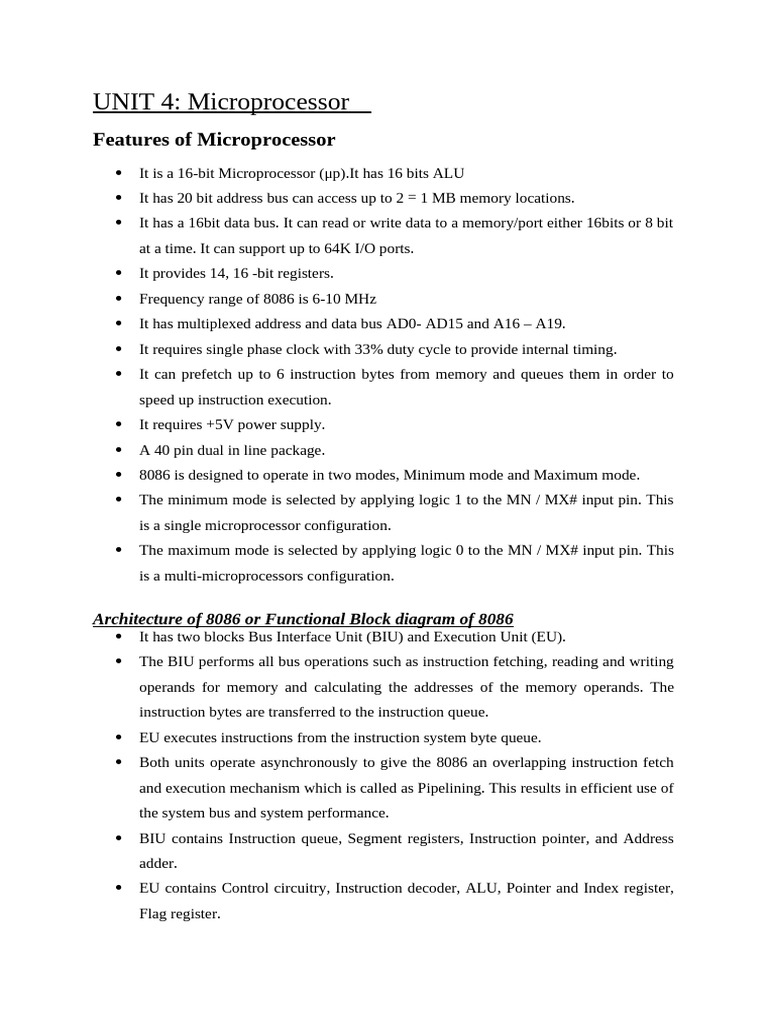 Intel 8086 Microprocessor Overview | PDF | Central Processing Unit ...
